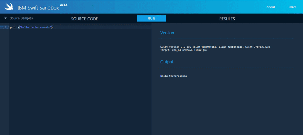 IBM Swift Sandbox -Try Swift Language in the Browser | techcresendo